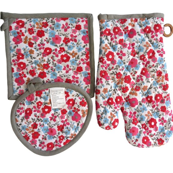 Gold Coast | Kitchen | New 3 Piece Hot Pad Set Kitchen Oven Mitt Hot ...